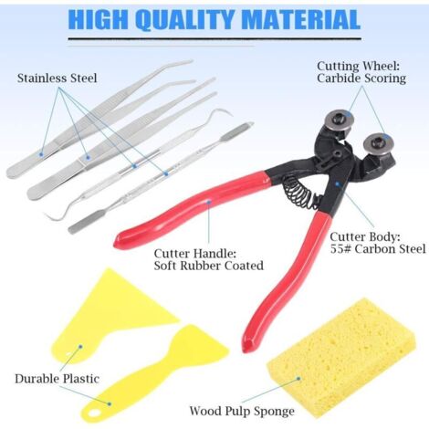 Lot de 8 outils de mosaïque robustes à double roue, pince à épiler avec ...