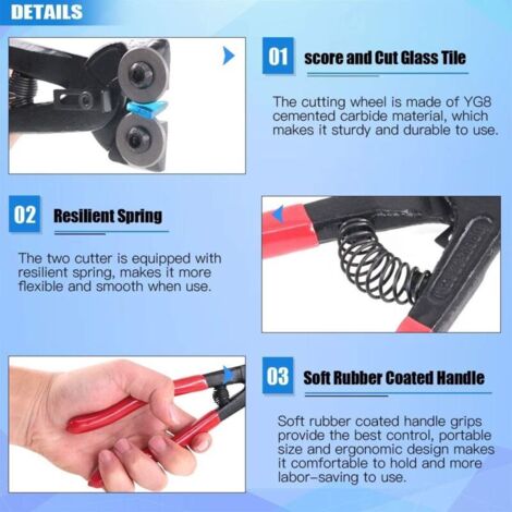 Lot de 8 outils de mosaïque robustes à double roue, pince à épiler avec ...