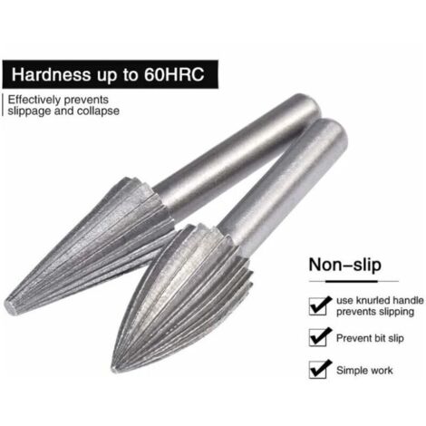 Lntyq Lot de 6 fraises rotatives en tungstène double coupe 6 mm Queue ...