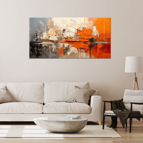 Wandbild Geometrische Abstraktion Orange 80x40 cm