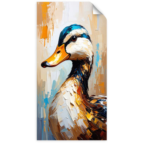 Selbstklebendes Poster – Wandsticker Bunte Ente Ölfarbeffekt 50x100 cm