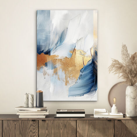 CUADRO DE METAL Oro - Azul - Acuarela - Arte - Moderno 40x60