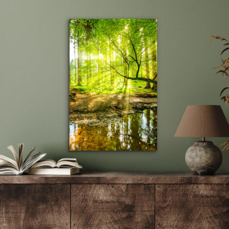 CUADRO DE METAL Bosque - Paisaje - Agua - Árboles - Sol - Verde ...