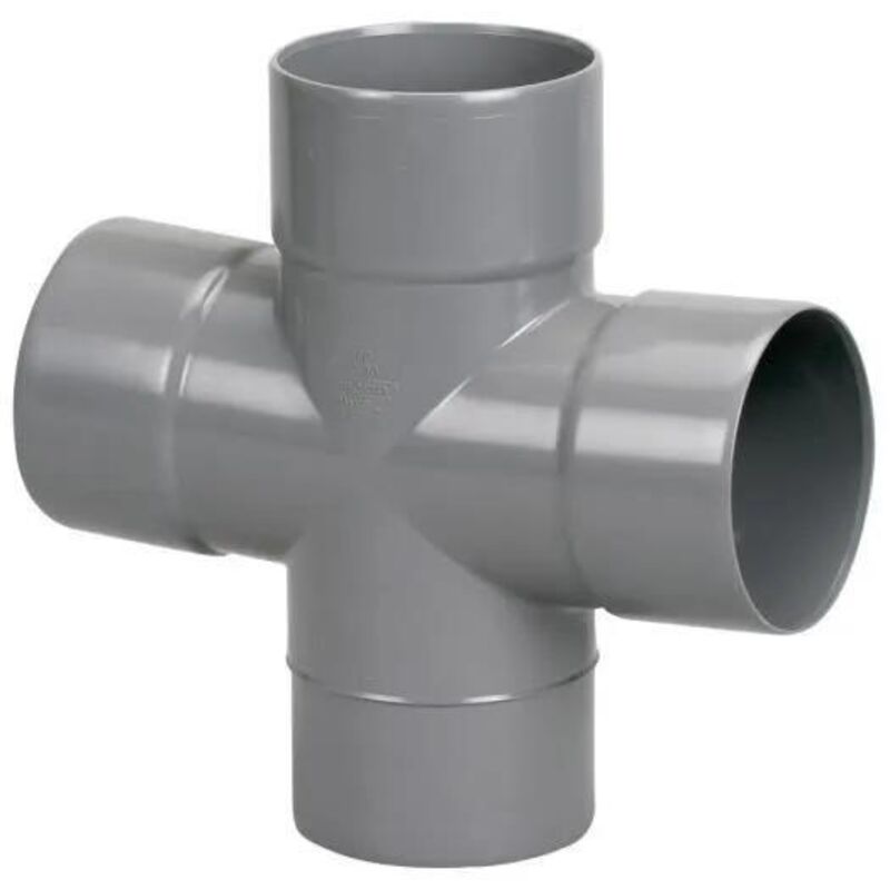 Wavin Tee doble paralelo PVC gris 90° macho-hembra