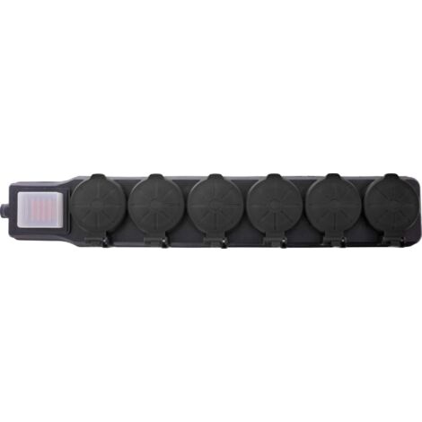 Logilink Regleta exterior InLine negra 6 enchufes 10m