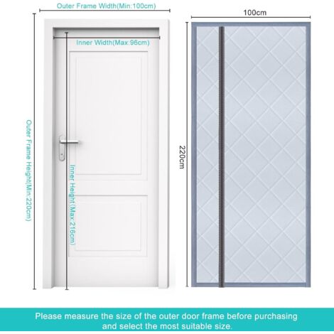 Gris Rideau magnétique de protection thermique,100x220cm Rideau ...