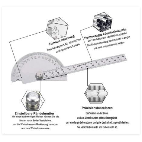 Rapporteur de 180 degrés, règle d'angle réglable pour Dessiner et ...