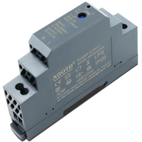 Alimentation pour Rail DIN sortie 5V DC 3A 15W (entrée 200 240V AC 50/ ...