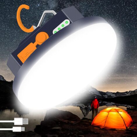 Linterna portátil para acampar, 4800 mAh, recargable por USB, con base ...