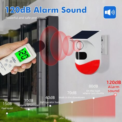 Sirena de alarma solar con luz estroboscópica, sirena de alarma ...