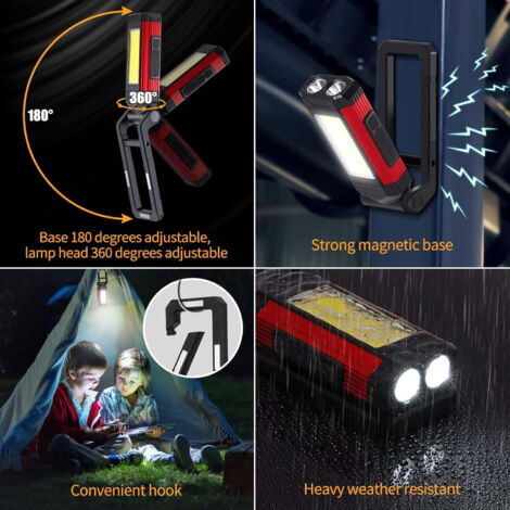 Linterna magnética LED,linterna portátil plegable,lámpara de inspección ...