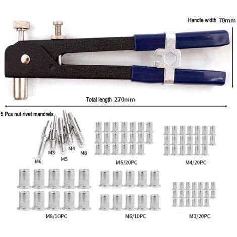 Kit di dadi per rivetti filettati, 86 pezzi, kit di rivettatrice per ...