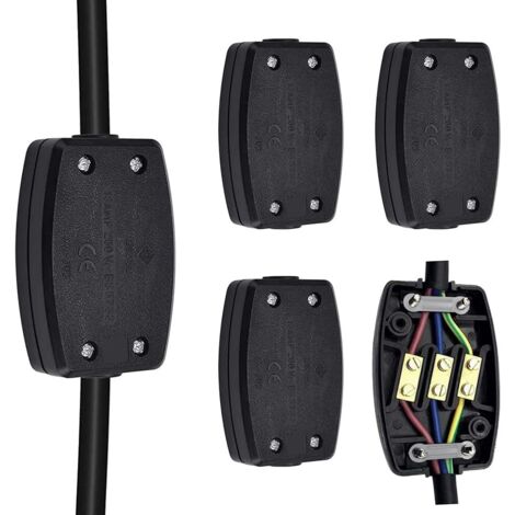 4 Boîte de Jonction, Plastique PC, 13A 250V, Connecteur Câble, Noir ...