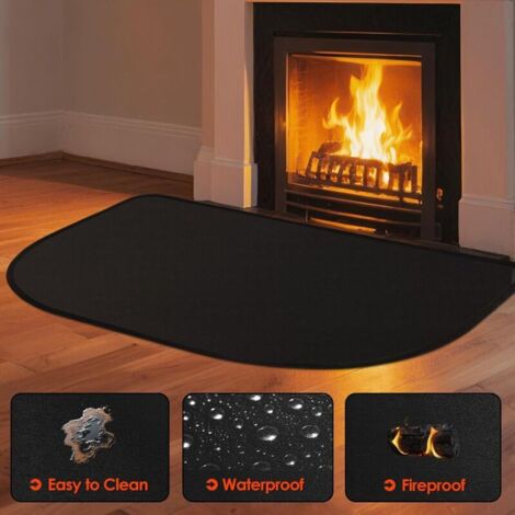 Noir，Tapis de cheminée ignifuge - 100 x 60 cm - Tapis ignifuge pour ...