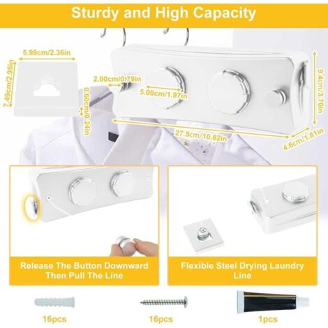 Fil A Linge Retractable Mural, 5,1m Fil A Linge ExtéRieur Retractable ...