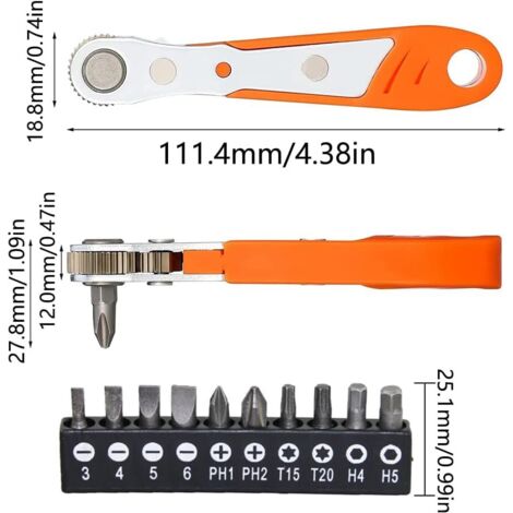 APEX Mini Clés à Cliquet 1/4" Entraînement Couple Tournevis Cruciforme ...