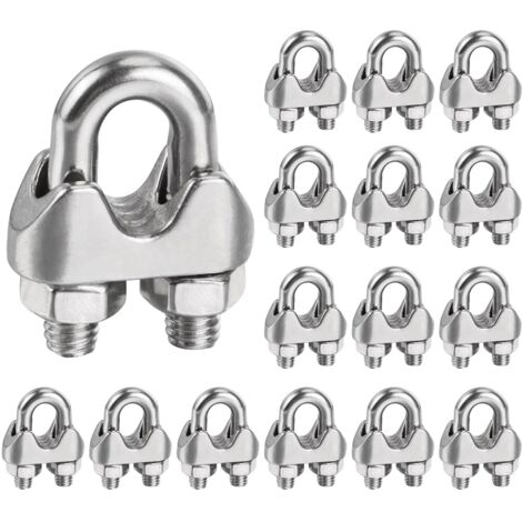 APEX Serre Cable Inox 6mm,16 Pièces Serre Cable Acier Attaches pour 6mm ...