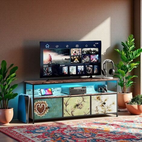 Mobile TV - 137cm - 3 cassetti colorati - Illuminazione LED - Design ...