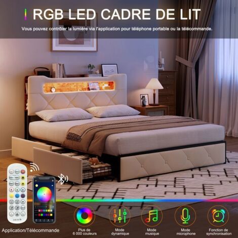 Doppelbett groß 160x200 - Bett mit intelligentem Stauraum - RGB ...