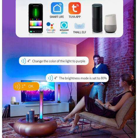 Lot de 2 bandes lumineuses LED intelligentes RGB avec effets lumineux ...