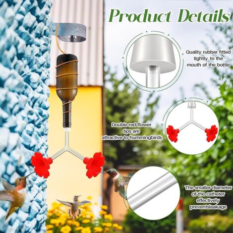 3 becs nourrisseurs pour colibris – Rouge – Double face – Jardin et balcon