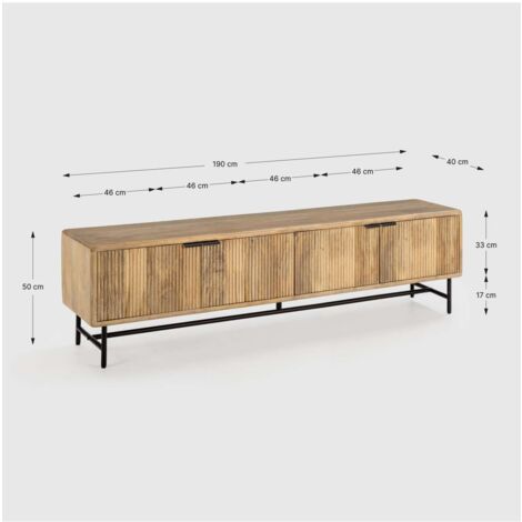 Mueble para televisión 4 puertas Michel acabado madera de mango, 50cm ...