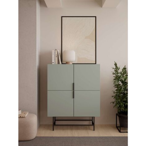 Mueble auxiliar 4 puertas abatibles modelo Elena acabado verde/negro ...