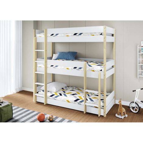 Litera triple juvenil modelo Tibet acabado blanco/cera blanca, 107.9cm ...