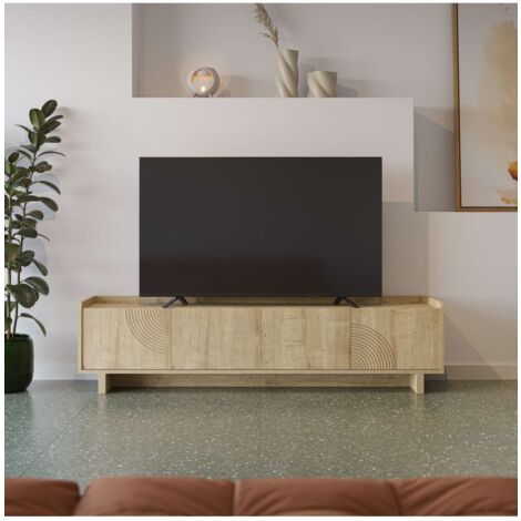 Mueble televisión md-Ian 4 puertas acabado roble, 180cm(ancho) 45cm ...