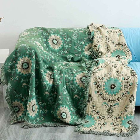 Plaid bohème pour lit - Couette rustique ultra douce en coton ...
