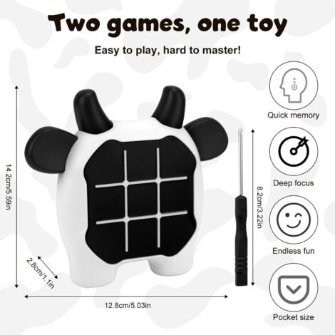 Morpion animal 3 en 1, jeu mémoire éducatif, électronique portable, vache.