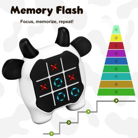 Morpion animal 3 en 1, jeu mémoire éducatif, électronique portable, vache.
