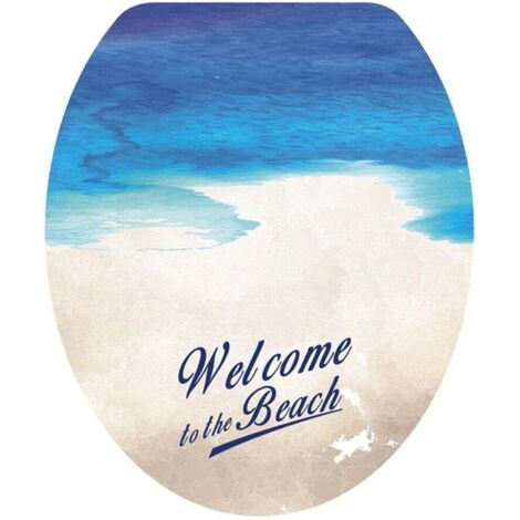 Autocollant plage/thème marin, étanche, pour siège/couvercle WC, art ...