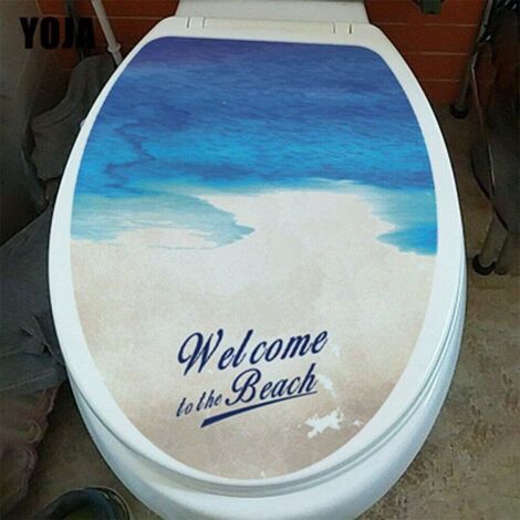 Autocollant plage/thème marin, étanche, pour siège/couvercle WC, art ...