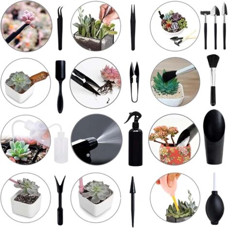 Kit 13 mini-outils + tapis 100×100 cm, succulentes/bonsaï, intérieur ...