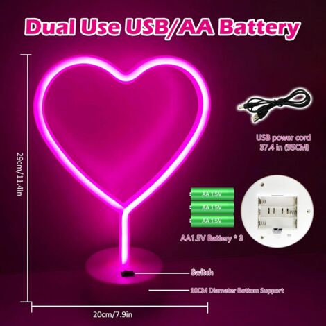 Lampe bureau néon rose verticale – décoration amour – idée cadeau ...