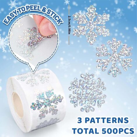 500 Autocollants Fenêtre de Noël: Auto-adhésifs, réutilisables (flocons ...