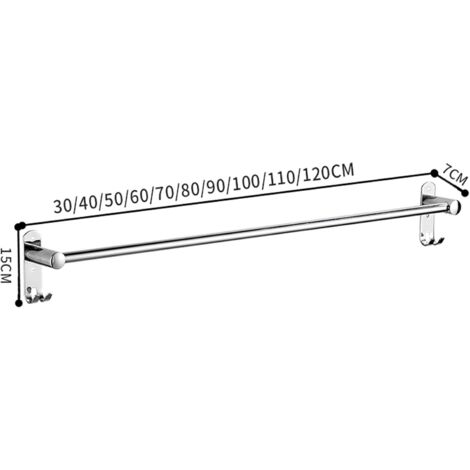 Porte-serviettes long simple en acier inox SUS304, support mural ...