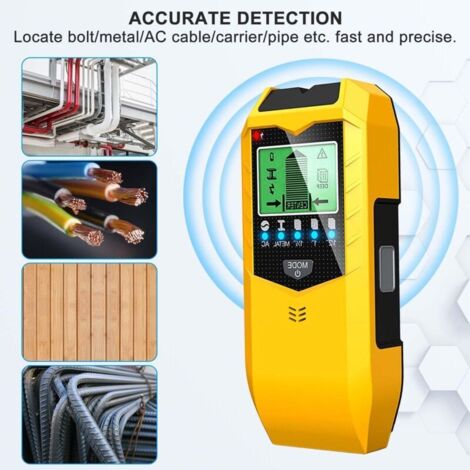 Detector de cables 5 en 1 - Escáner de pared con pantalla LCD y alarma ...