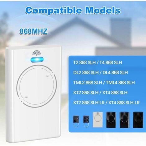 Pack de 2 mandos a distancia de 868 MHz para abre-puertas de garaje XT2 ...