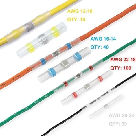 180 conectores termorretráctiles, terminales eléctricos de crimpado ...