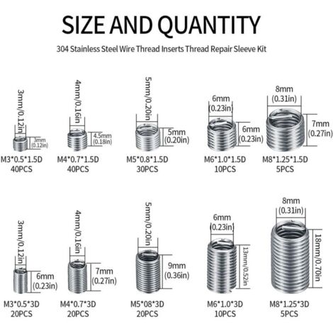200 piezas de insertos roscados autorroscantes, tornillos de inserción ...
