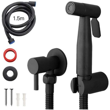 Rociador de bidé portátil negro, grifo de inodoro, acero inoxidable ...