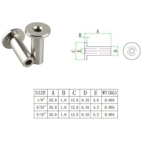 Paquete de 30 remaches semitubulares con cabeza plana ancha, remaches ...