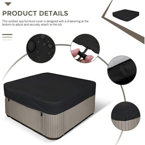 Garden Hot Tub Cover 24424430cm Black, 2100D Oxford Fabric, Waterproof ...