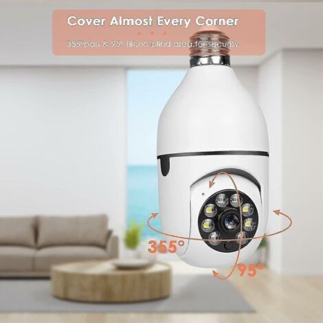 2pcs 360 Degree Security Cameras Wireless Outdoor, Wifi Light Bulb ...