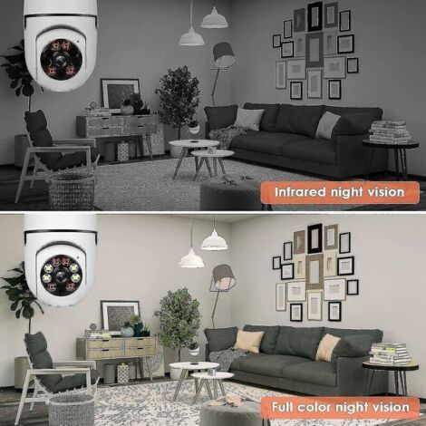 2pcs 360 Degree Security Cameras Wireless Outdoor, Wifi Light Bulb ...