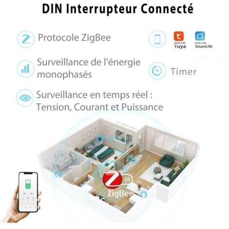 Interrupteur Connecté, 25A DIY Commutateur ZigBee Intelligent ...