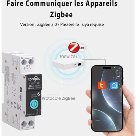 Interrupteur Connecté, 25A DIY Commutateur ZigBee Intelligent ...