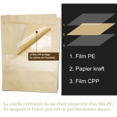 Lot de 200 Sachet kraft Alimentaire avec Fenetre, 12×20CM Sachet Kraft ...